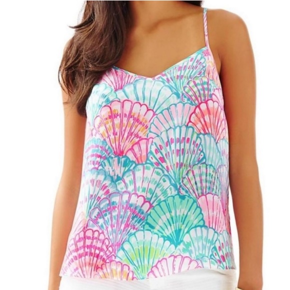 Lilly Pulitzer | Tops | Lilly Pulitzer Seashell Print Dusk Silk Tank ...